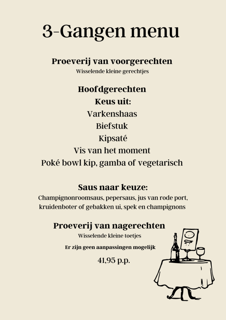 3-gangen proeverij menu - Poort van Loon